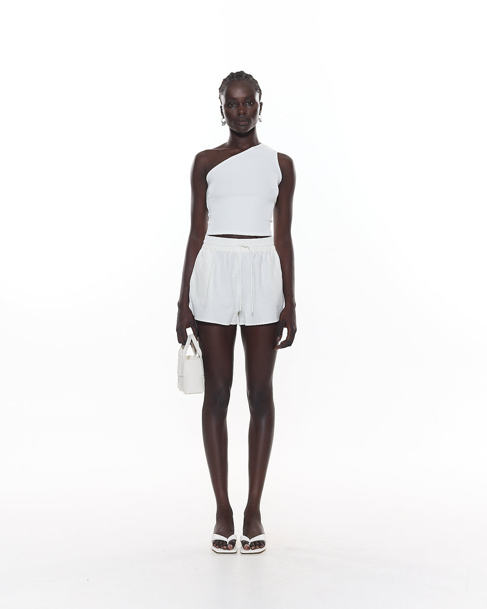 The Rae // Vanilla | White One-Shoulder Tank Top | Myra Swim – MYRA SWIM